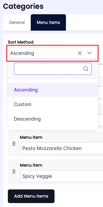 Sorting Menu Items in a Menu Category – NX Restaurant