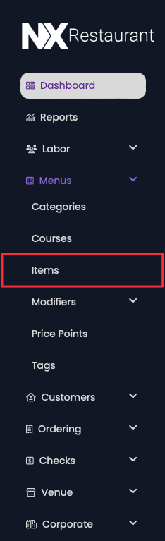 Using Copy to Create a New Menu Item – NX Restaurant