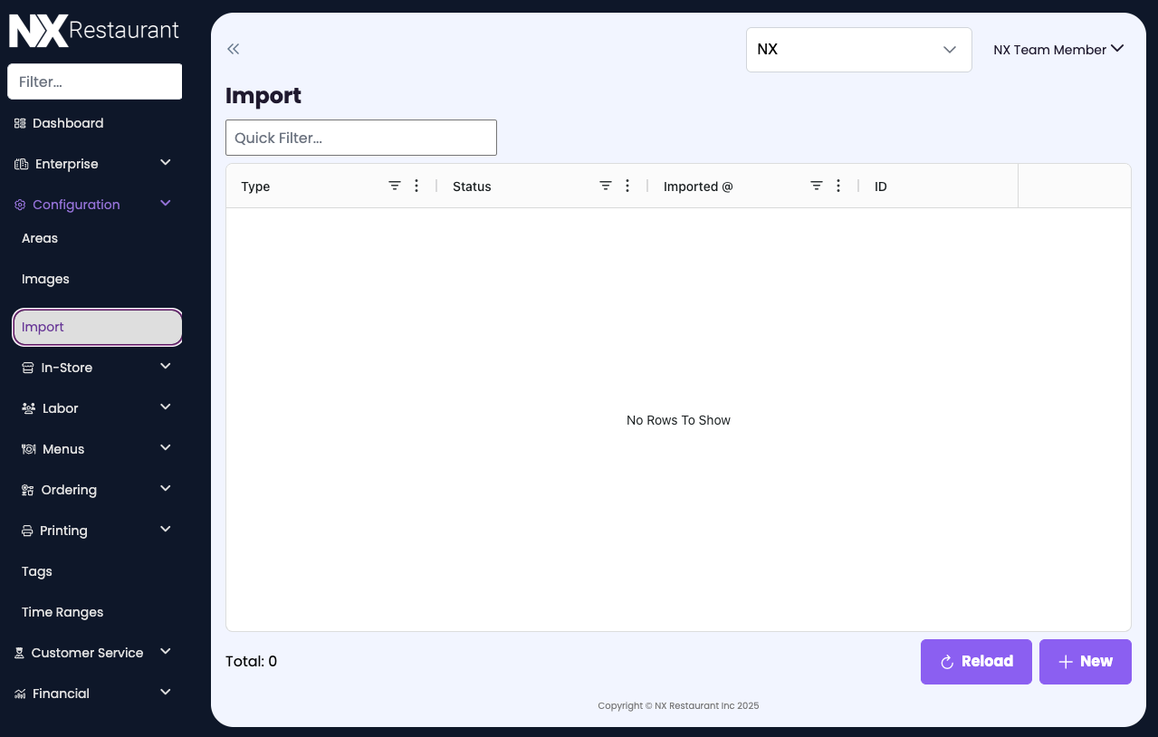 Importing Menu Items Using a Template – NX Restaurant