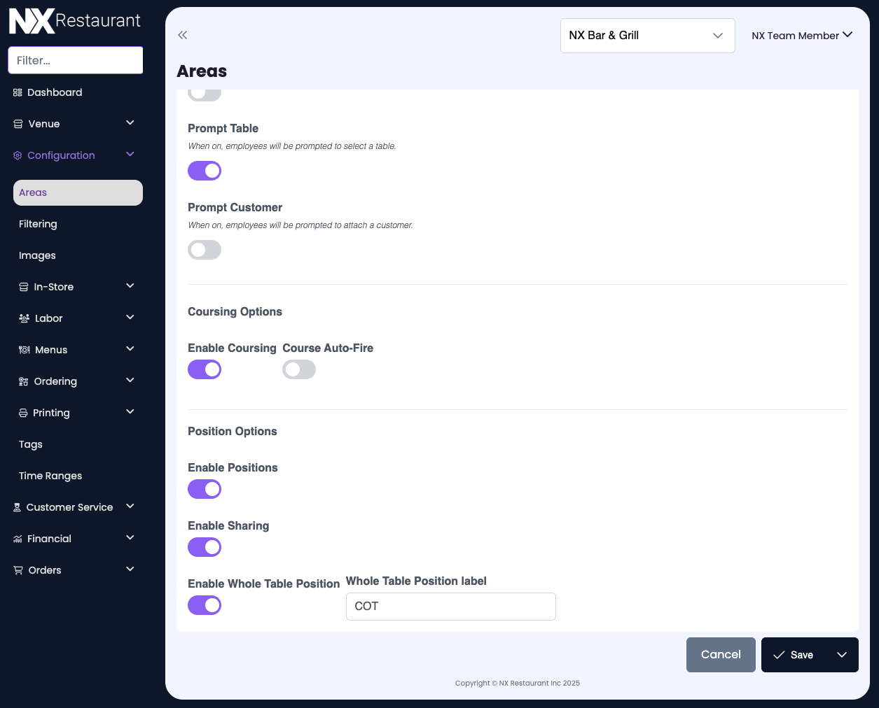 Enabling and Configuring Positions – NX Restaurant
