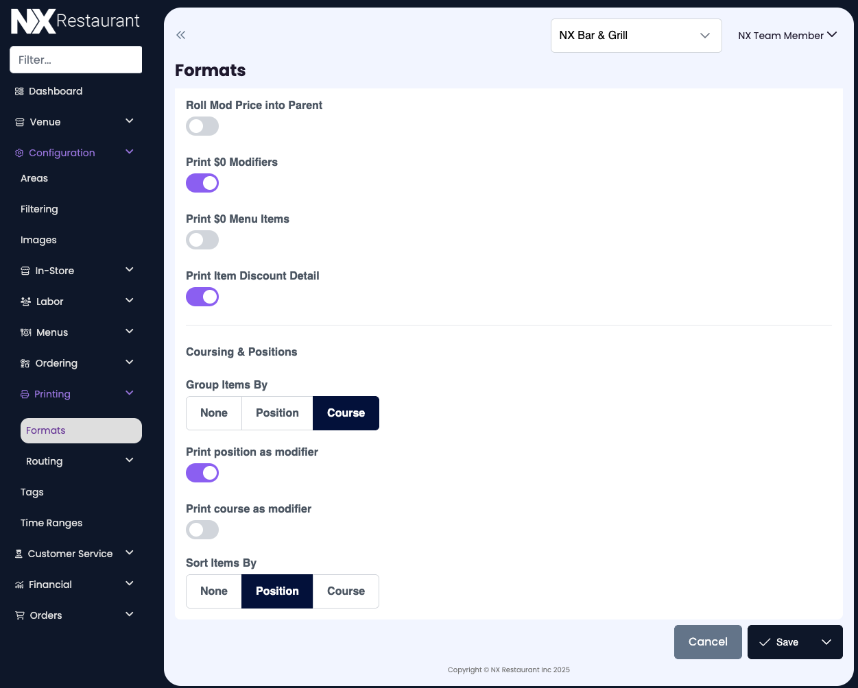 Enabling and Configuring Positions – NX Restaurant